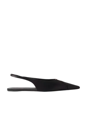 Saint Laurent Babylone Embellished Crepe Point-toe Slingback Flats