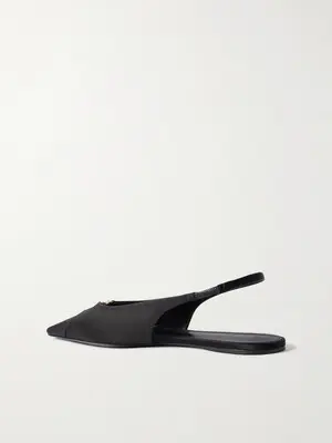 Saint Laurent Babylone Embellished Crepe Point-toe Slingback Flats