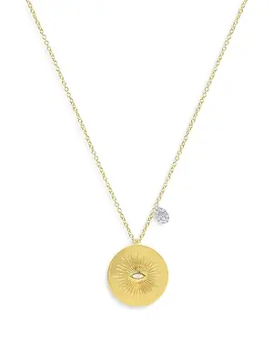 Meira T Diamond Sunray Evil Eye Pendant Necklace - Gold