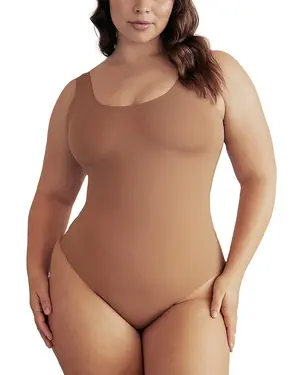 PINSY Scoop Neck Hourglass Shapewear Cheeky Bodysuit - Camel