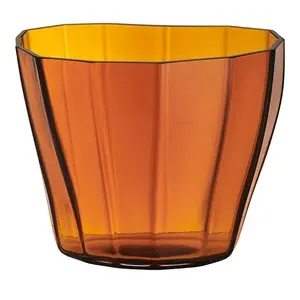 ORREFORS Reed Vase Amber, Low - Orange