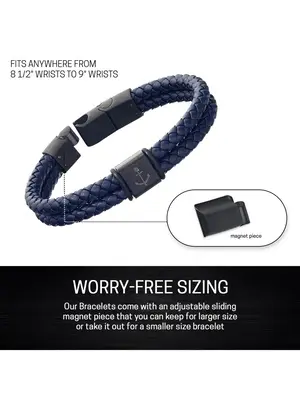 LINK UP Anchor Stainless Steel & Braided Leather Bracelet