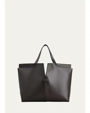 TOD'S Leather Di Folio Tote Bag - Brown