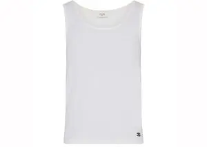 Celine Triomphe Tank Top In Silk Jersey - White/black