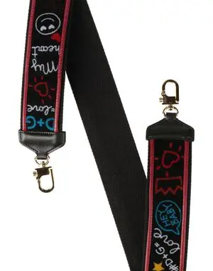 Dolce & Gabbana Cotton And Calfskin Bag Strap With Multicolor Embroidered Details