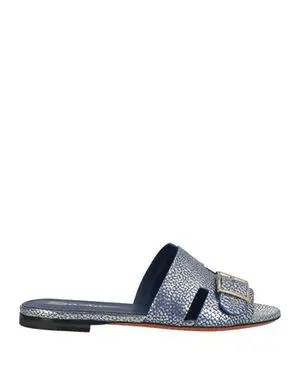 Santoni Leather Slide Sandals - Blue
