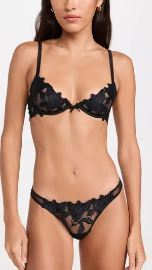 FLEUR DU MAL Lily Embroidery Plunge Demi Bra
