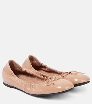 Brown Patent Faux Leather Flats