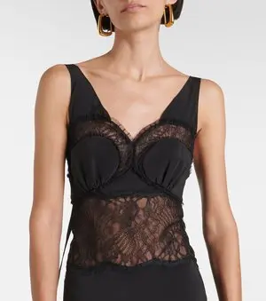 Victoria Beckham Lace-trimmed Silk Midi Dress