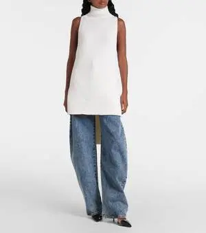 Alaïa Caped Wool Turtleneck Top