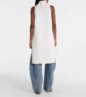 Alaïa Caped Wool Turtleneck Top