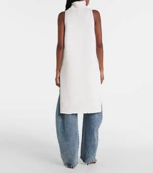 Alaïa Caped Wool Turtleneck Top