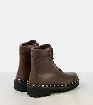 Valentino Garavani Rockstud Leather Combat Boots