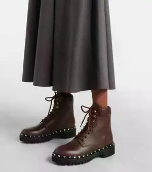 Valentino Garavani Rockstud Leather Combat Boots