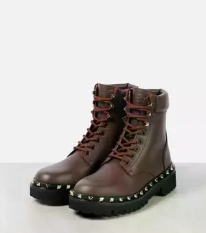 Valentino Garavani Rockstud Leather Combat Boots