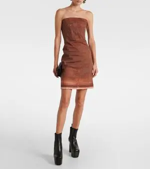 Rick Owens Denim Bustier Dress - Brown