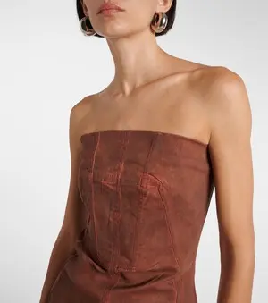 Rick Owens Denim Bustier Dress - Brown