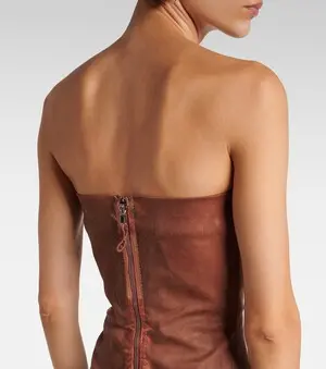 Rick Owens Denim Bustier Dress - Brown