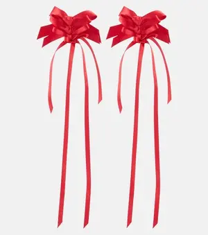 Simone Rocha Rosette Bow Earrings - Red