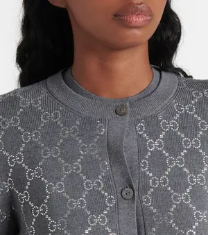Gucci Gg Embellished Wool Jacquard Cardigan