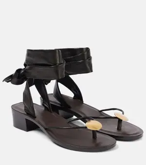 THE ROW Cord Leather Thong Sandals - Brown