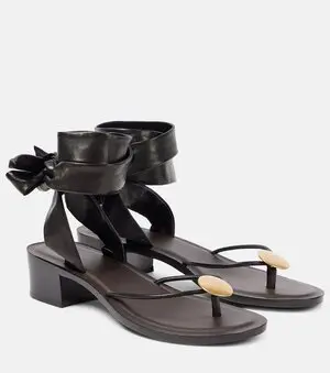 THE ROW Cord Leather Thong Sandals - Brown