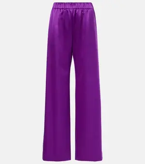 Valentino Garavani Silk Wide-leg Pants - Purple