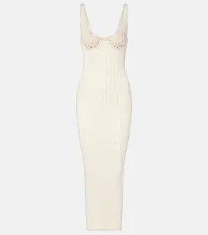 Magda Butrym Ribbed-knit Cotton Midi Dress - Neutrals