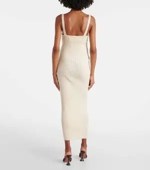 Magda Butrym Ribbed-knit Cotton Midi Dress - Neutrals