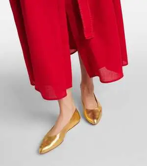 Gabriela Hearst Andre Metallic Leather Ballet Flats - Gold