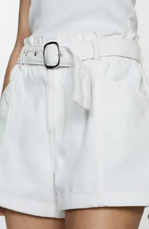Mango Belted Denim Shorts