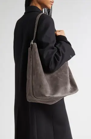 TOTEME Suede Hobo Bag - Granite
