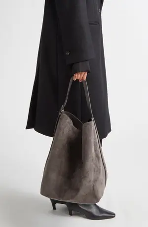 TOTEME Suede Hobo Bag - Granite