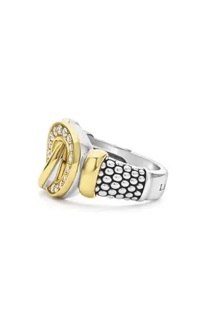 Lagos Signature Caviar Pavé Diamond Ring - Two-tone