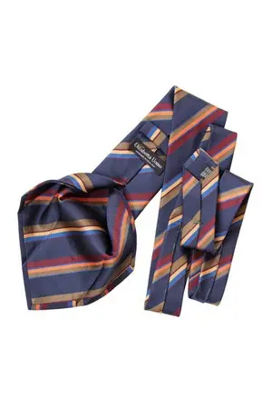 ELIZABETTA Battisti Silk Jacquard Neck Tie - Navy