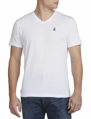 Psycho Bunny Logo V-neck T-shirt White
