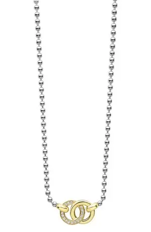 Lagos Signature Caviar Diamond Pendant Necklace - Two-tone