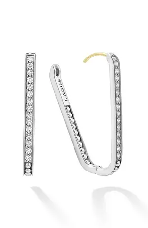 Lagos Caviar Spark Diamond Hoop Earrings