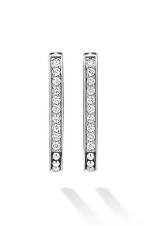 Lagos Caviar Spark Linear Diamond Hoop Earrings
