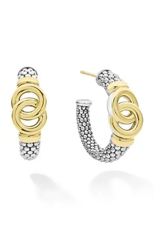 Lagos LAGOS Signature Caviar Interlocking Circle Hoop Earrings Two-tone