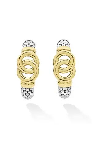 Lagos Signature Caviar Interlocking Circle Hoop Earrings - Two-tone