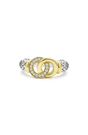 Lagos Signature Caviar Interlocking Diamond Ring