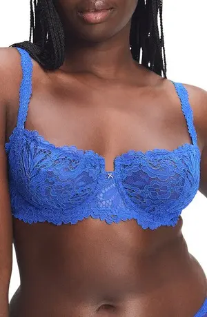 SAVAGE X FENTY Romantic Corded Lace Unlined Underwire Bra Blue Mood