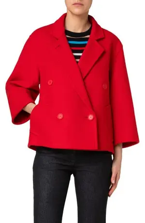 Akris Double Breasted Wool Blend Car Coat