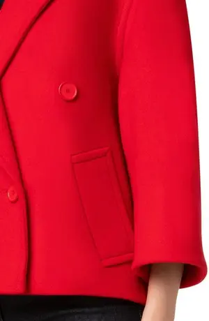 Akris Double Breasted Wool Blend Car Coat