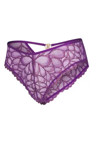 SAVAGE X FENTY Savage Not Sorry Lace Cheeky Panties Purple Gem/claret Metallic