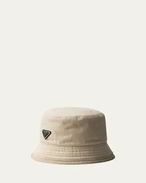 Prada Enameled Logo Denim Bucket Hat