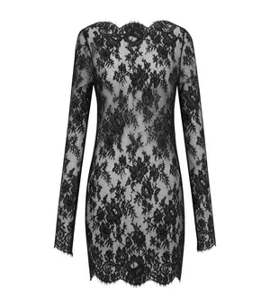 Saint Laurent Lace Mini Dress - Black