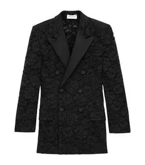 Saint Laurent Lace Double-breasted Blazer - Black