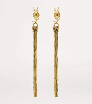 Saint Laurent Cassandre Tassel Pendant Earrings - Metallic